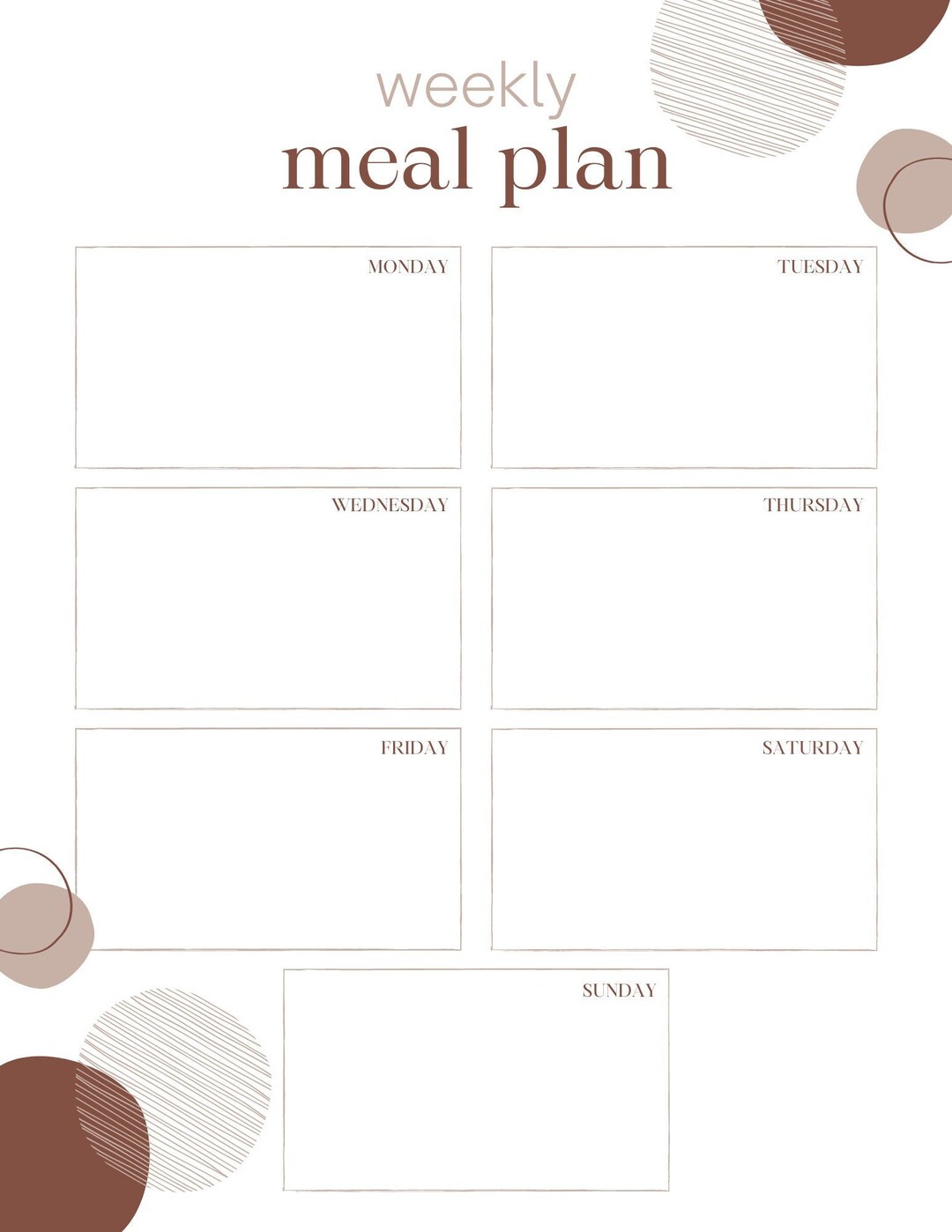 Weekly Meal Plan, Meal Planner, Instant Download, Printable Meal ...