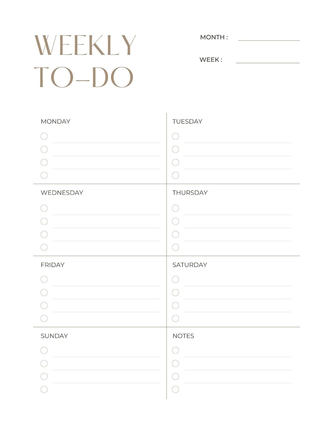 Weekly To-do List, Weekly Planner, Digital Planner, Downloadable Weekly ...