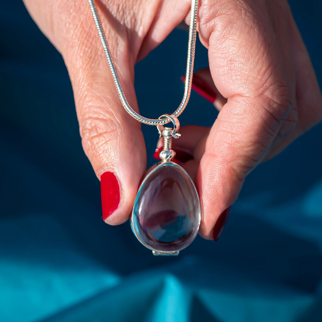 Teardrop Locket Necklace Teardrop Glass Locket Necklace Peardrop Clear ...