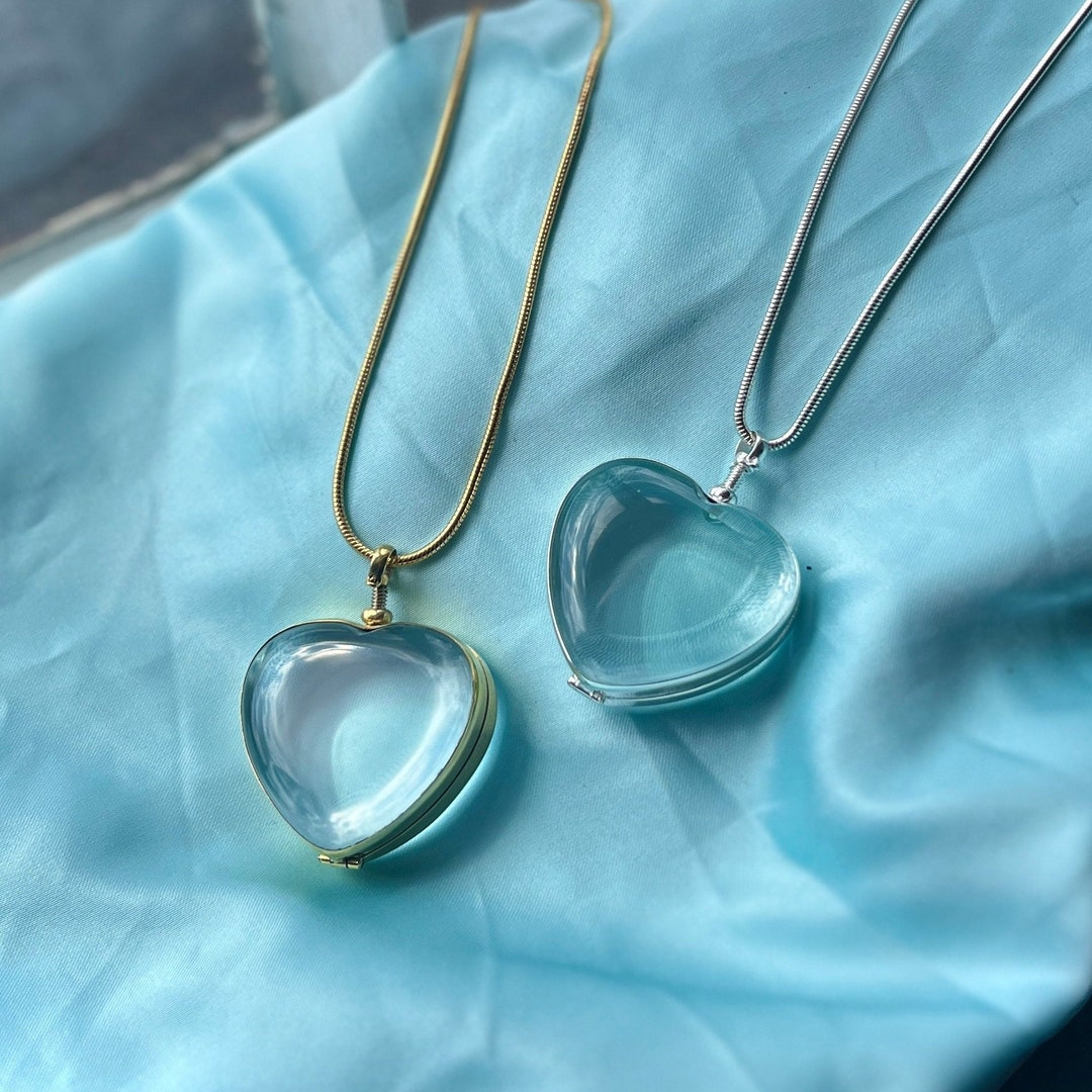 Deep Fillable Gold or Silver Heart Locket Medium Name Necklace Heart ...