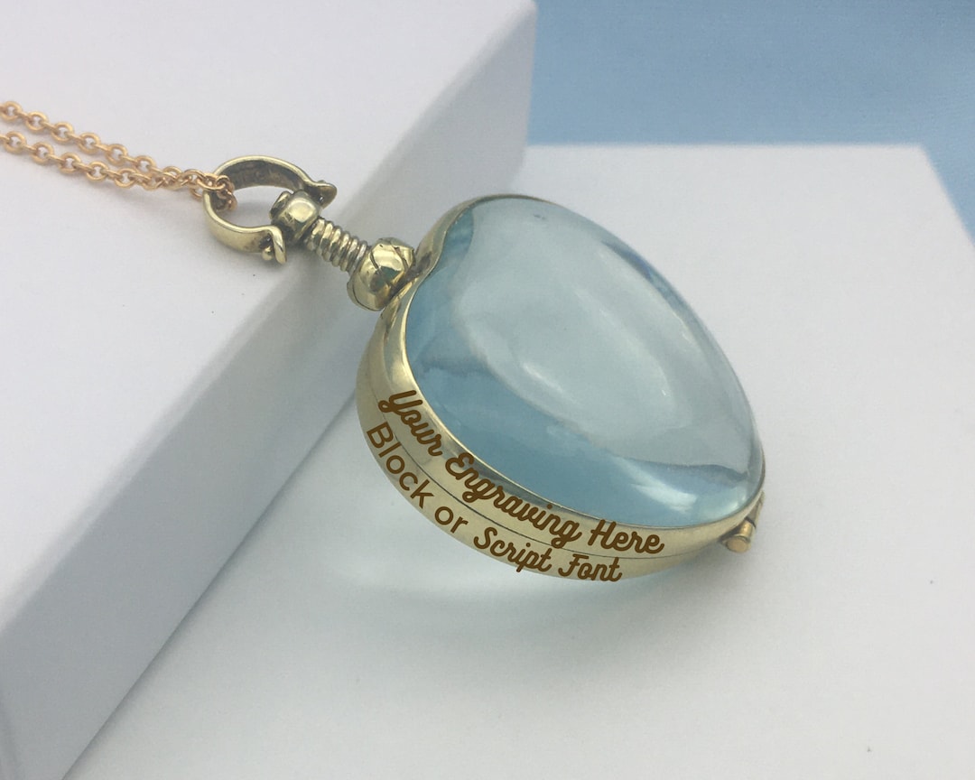 Engravable Gold Locket Necklace for Hair Picture Photo Locket Necklace ...