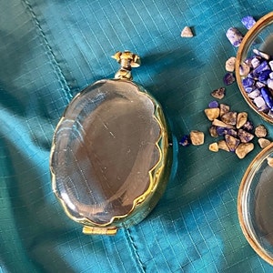 Crystals Necklace Holder Oval Gold Locket for Birthstones and Keepsakes ...