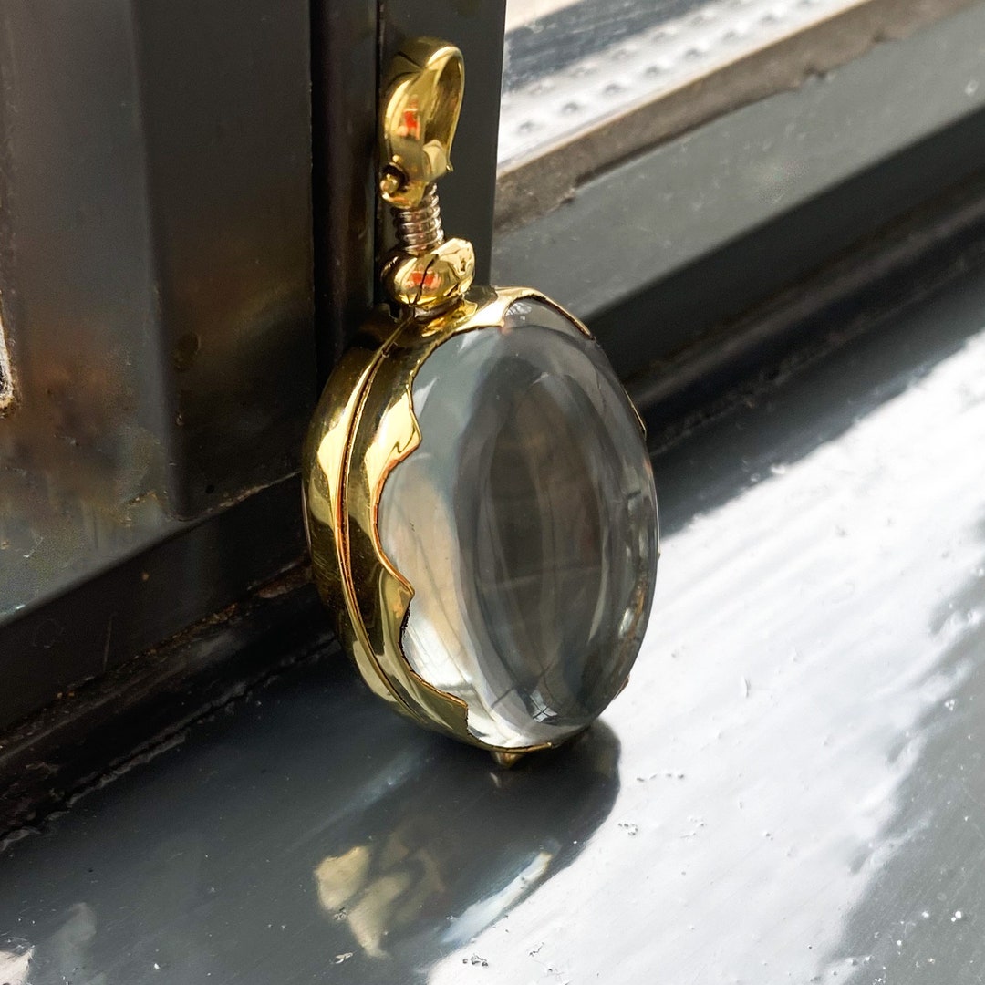 Gold Locket Necklace Miniature Photo Frame Gift Glass Locket Necklace ...