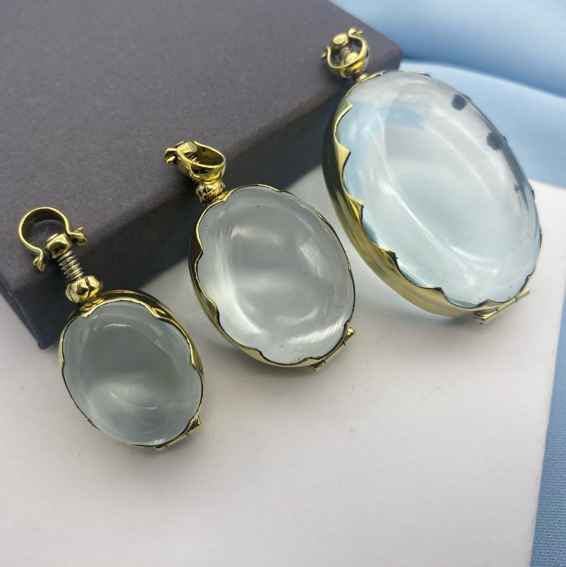 Glass Locket Necklace Gold Locket Necklace Miniature Photo Frame Gift ...