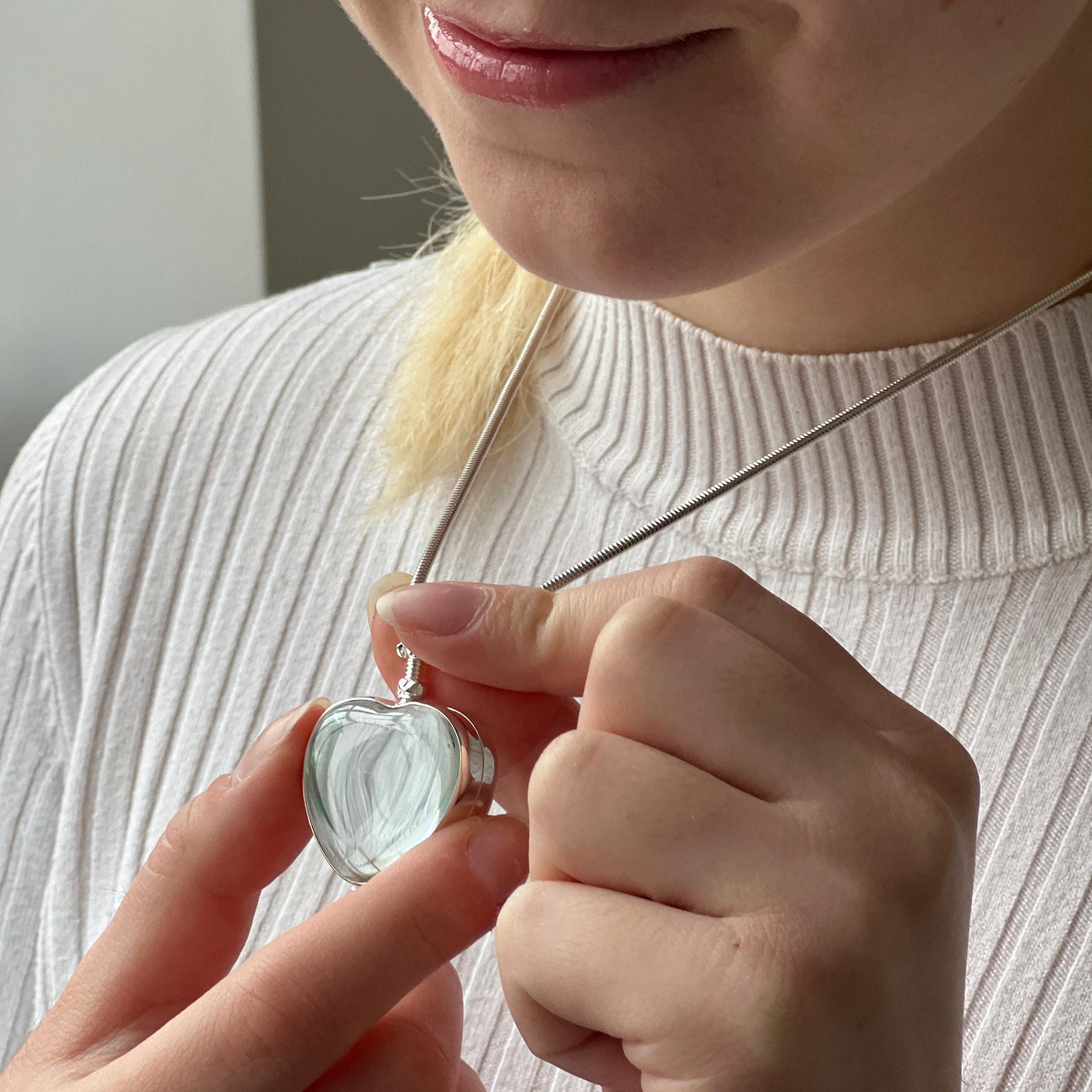 Medium Deep Fillable Silver or Gold Heart Locket Name Necklace Heart ...