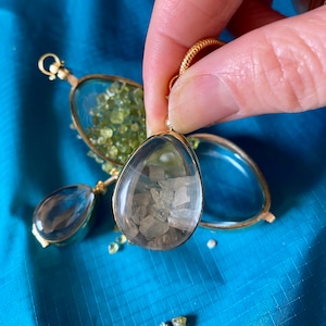 Crystals Necklace Holder Teardrop Gold Locket for Birthstones and ...