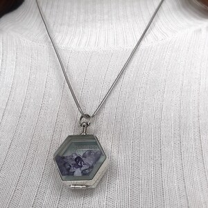 Crystals Necklace Holder Hexagon Silver Locket for Birthstones and ...