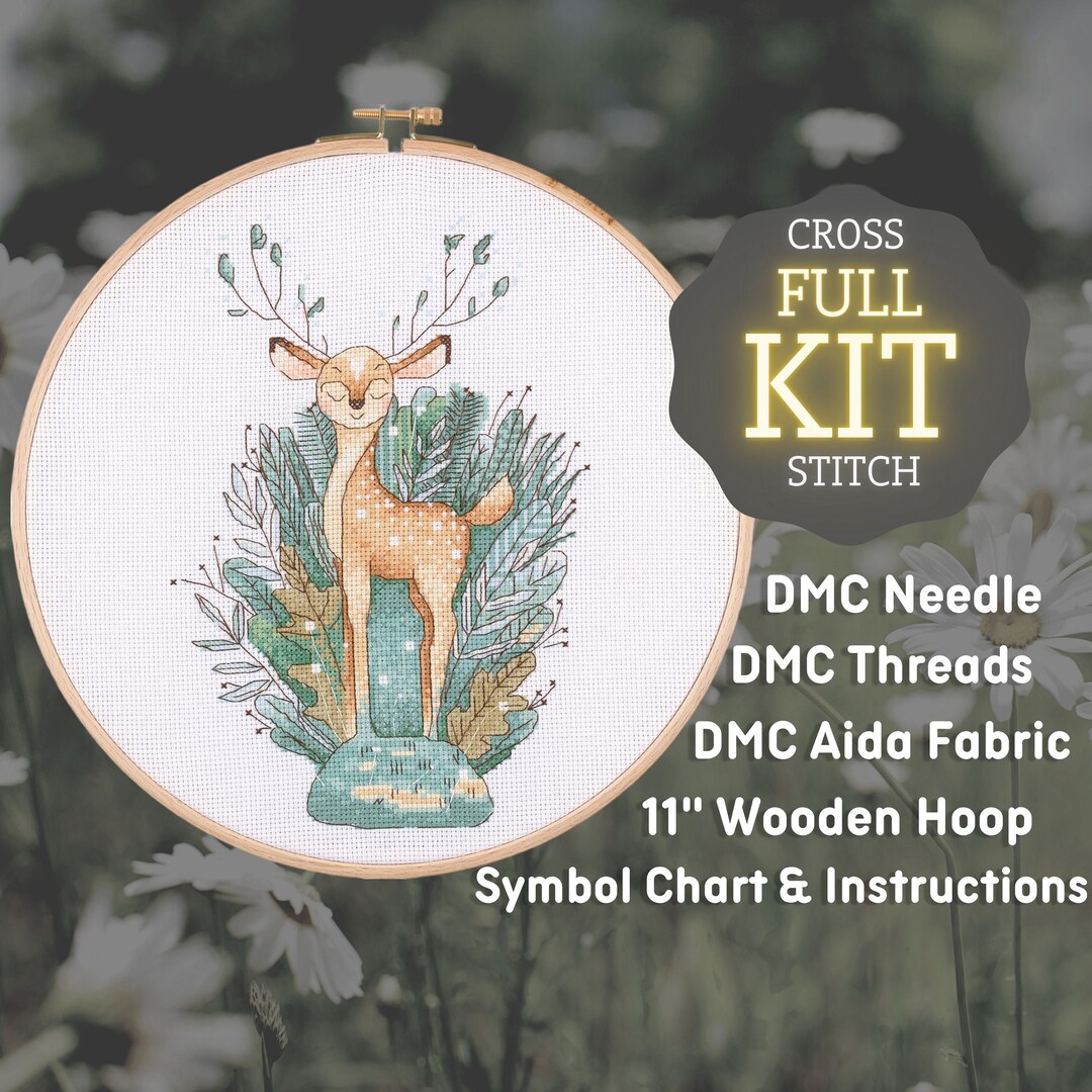 Little Deer Embroidery Kit , 11 Inch DIY Counted Cross Stitch Kit for ...