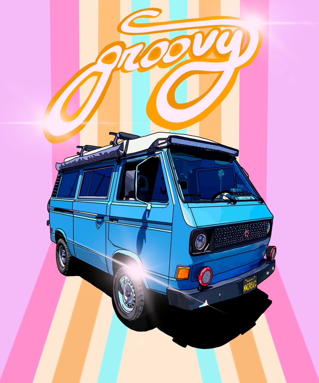 20x24 Groovy VW Van Print - Etsy