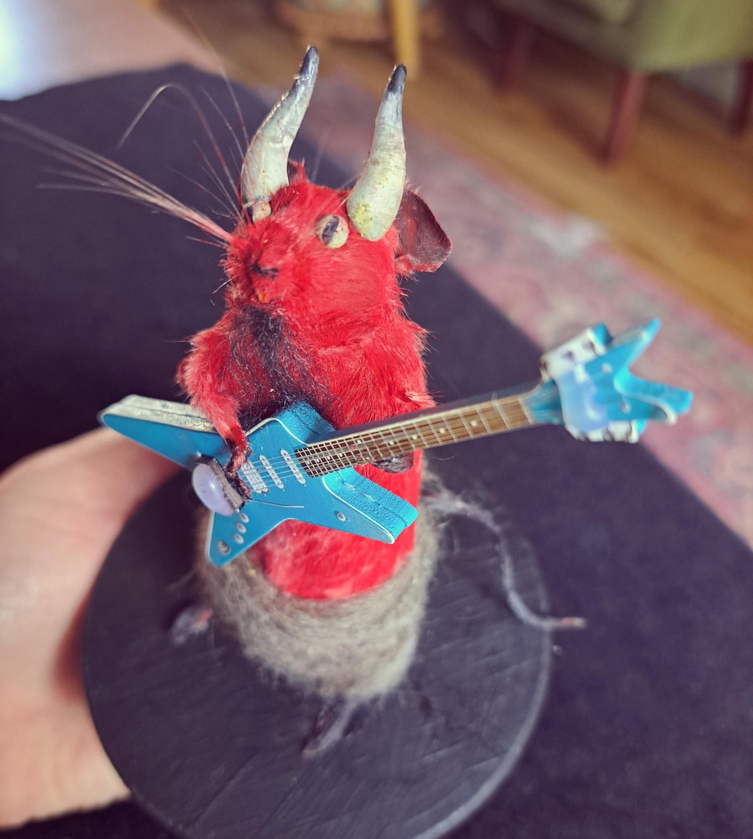 Mouse Taxidermy Devil Rock Musician With Guitar Quirky Oddity Gift ...