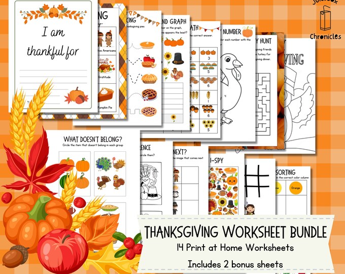 Printable Thanksgiving, Fall, Autumn Activity Worksheet Bundle ...