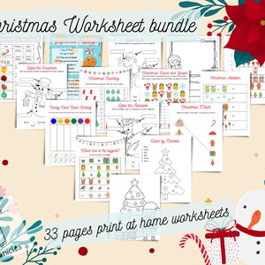 Printable Christmas Worksheet Bundle for Toddlers, Preschoolers, Pre-k ...