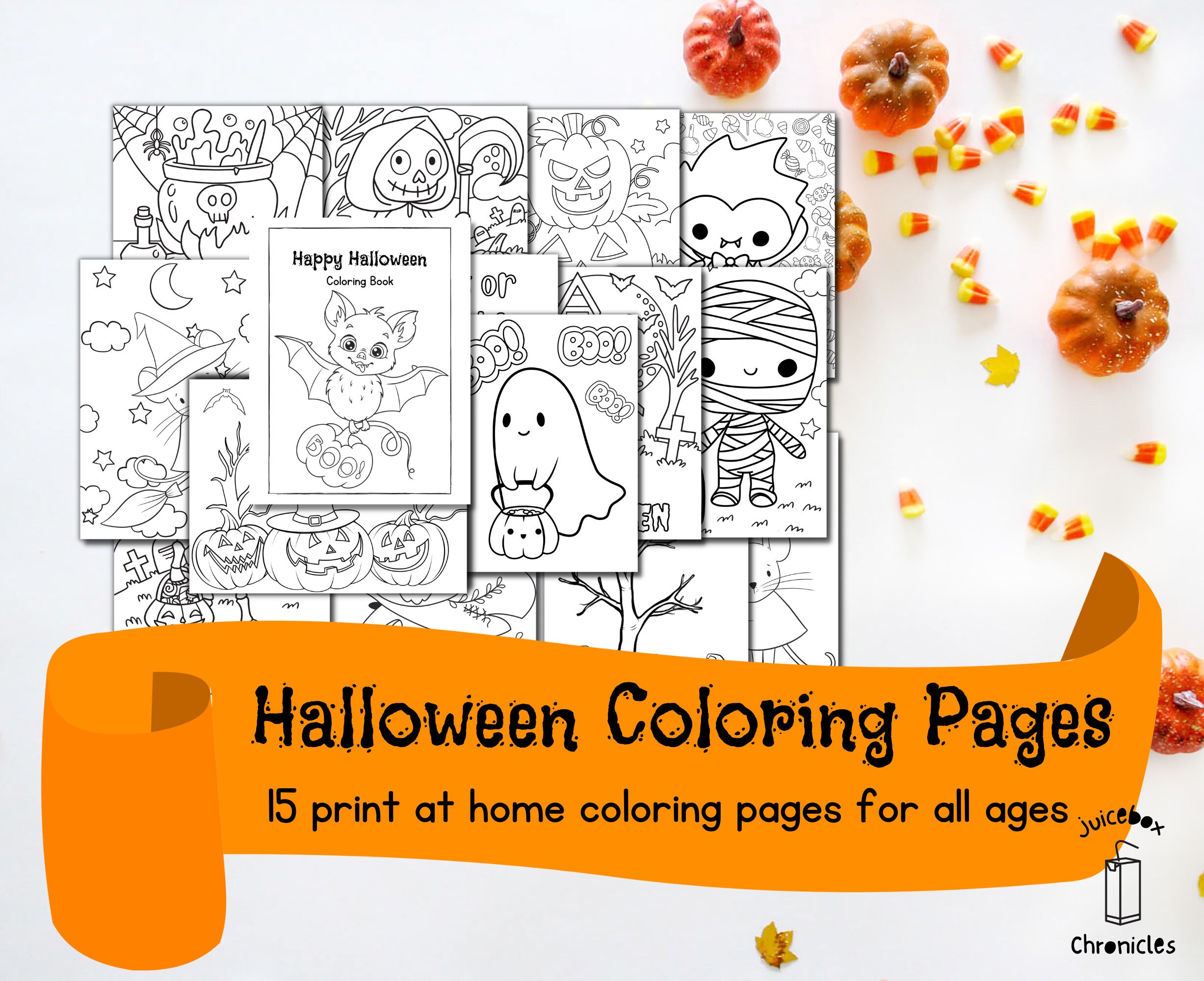 Halloween Coloring Pages - Mix for All Ages, Printable Instant Download ...