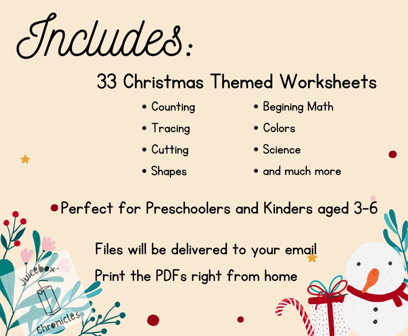 Printable Christmas Worksheet Bundle - for Toddlers, Preschoolers, Pre ...