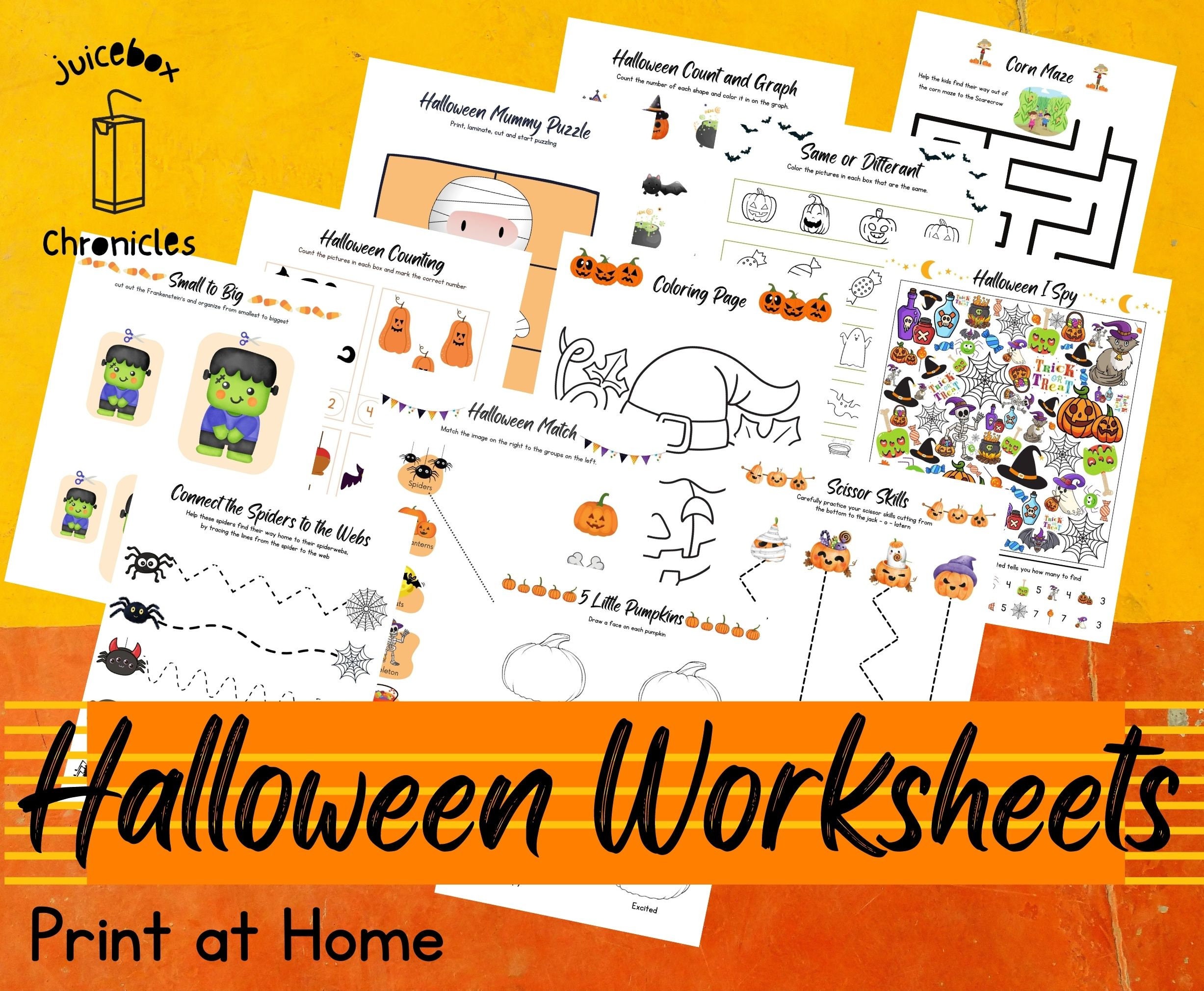 12 Halloween Themed Preschool Worksheets: Teaches Counting, Early Math ...