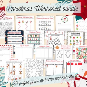 Printable Christmas Worksheet Bundle for Toddlers, Preschoolers, Pre-k ...