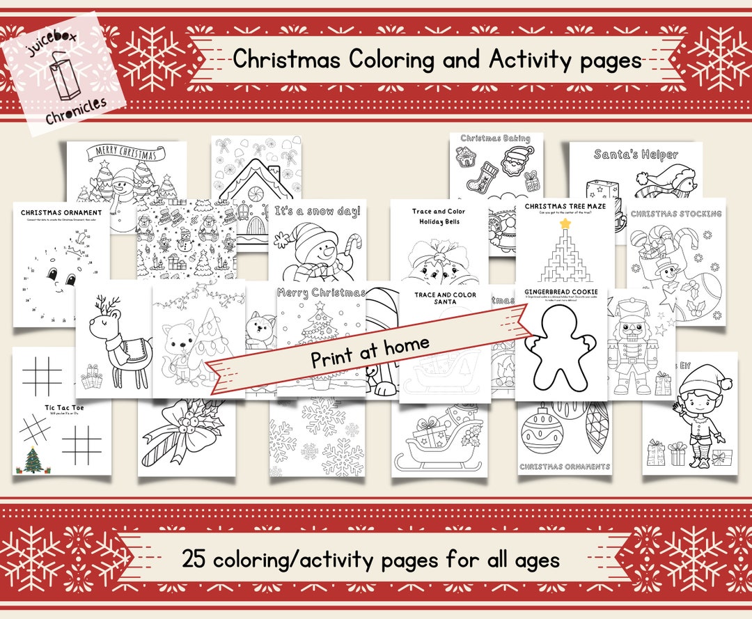 Christmas Coloring and Activity Pages - 25 Coloring Pages. Santa ...