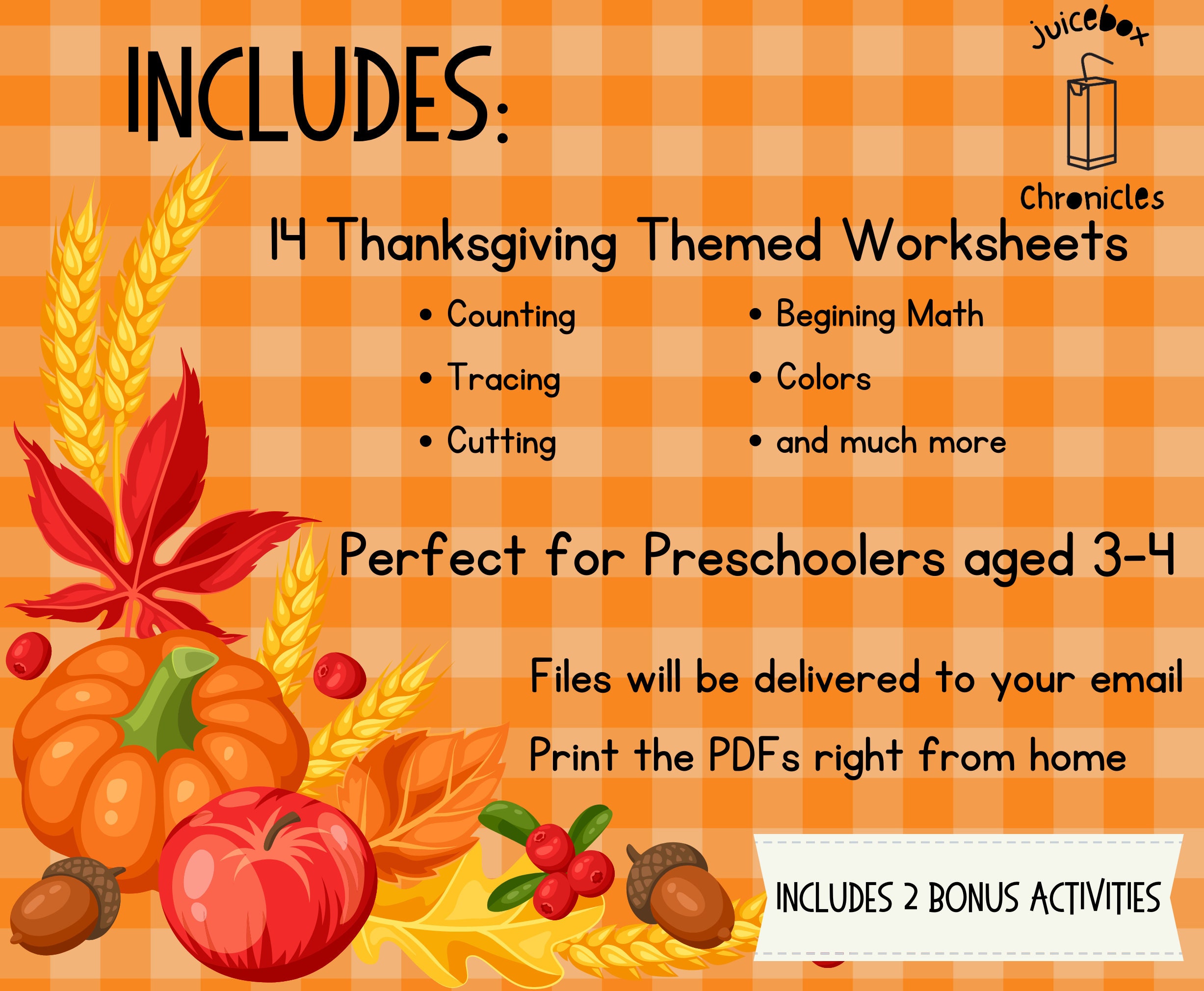 Printable Thanksgiving, Fall, Autumn Activity Worksheet Bundle ...
