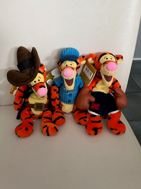 Vintage Disney Tigger Bean Bag Plushes Cowboy Tigger, Baseball Tigger ...