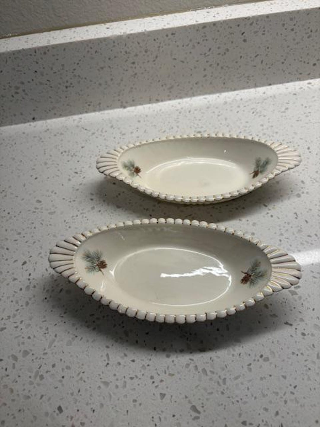 Vintage Oblong Candy Dishes With Gold Inlay in Pristine Condition ...