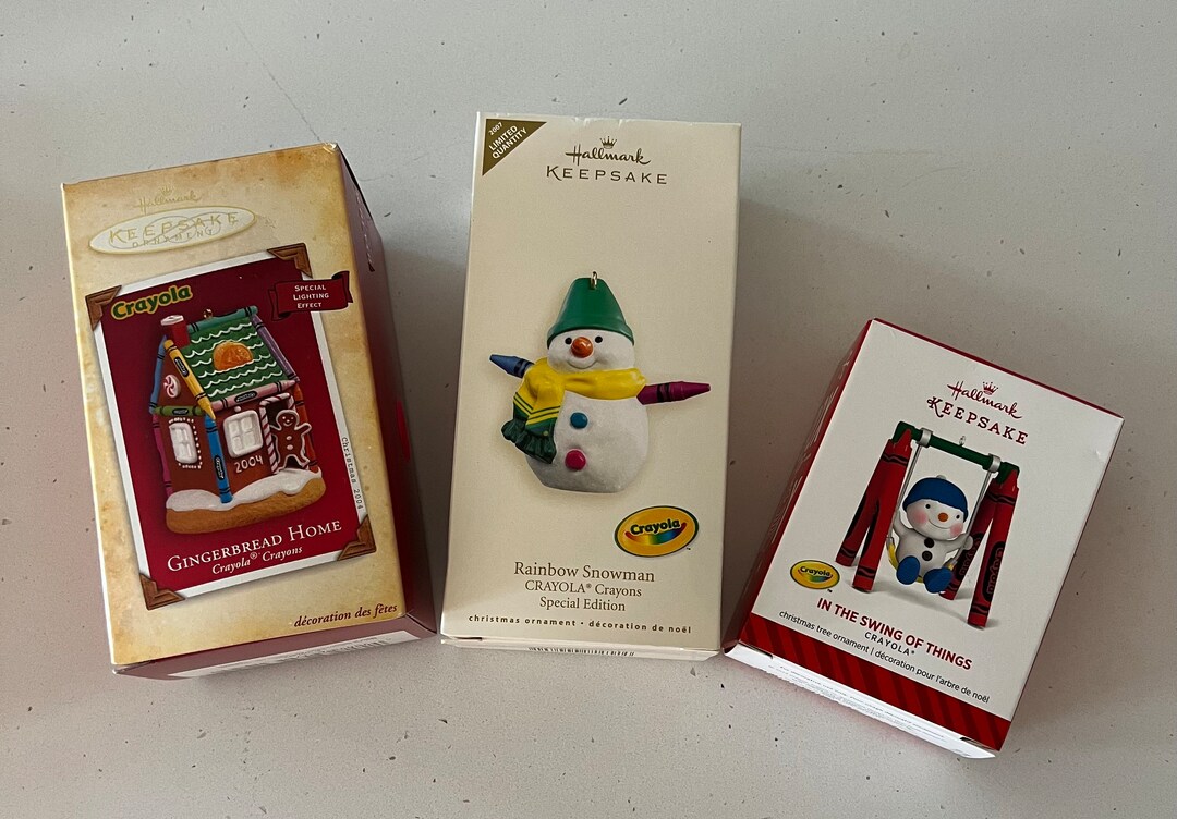 Vintage Crayola Ornaments-2004-gingerbread Home 2007-rainbow Snowman ...