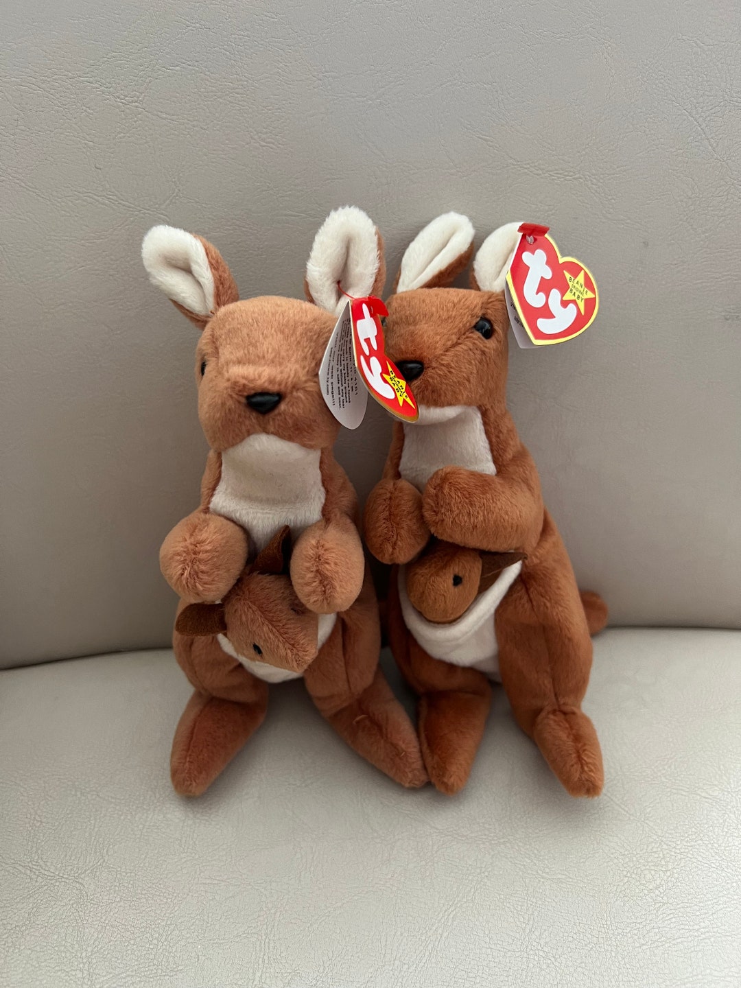Vintage TY Pouch Kangaroo and Baby in Pouch-11-06-96-beanie Baby-smoke ...