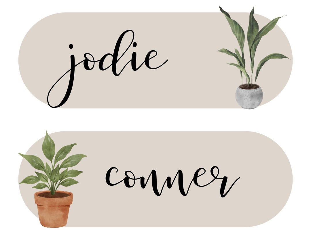 Name Tags | Classroom Decor | Boho Plant Theme | Boho Theme | Watecolor ...