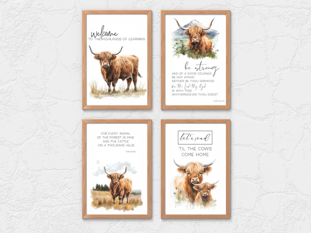 Set of 4 Motivational Posters |bible Verse | Classroom Decor | Highland ...
