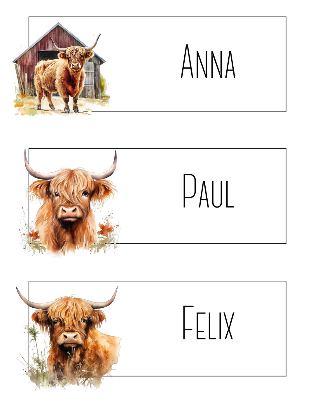 Name Tags | Classroom Decor | Highland Cow | Desk Name Tags | Classroom ...