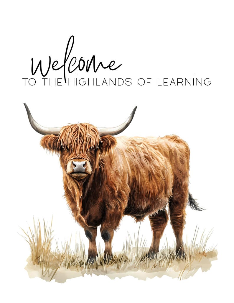 Motivational Poster | Classroom Decor | Highland Cow | Welcome Poster ...