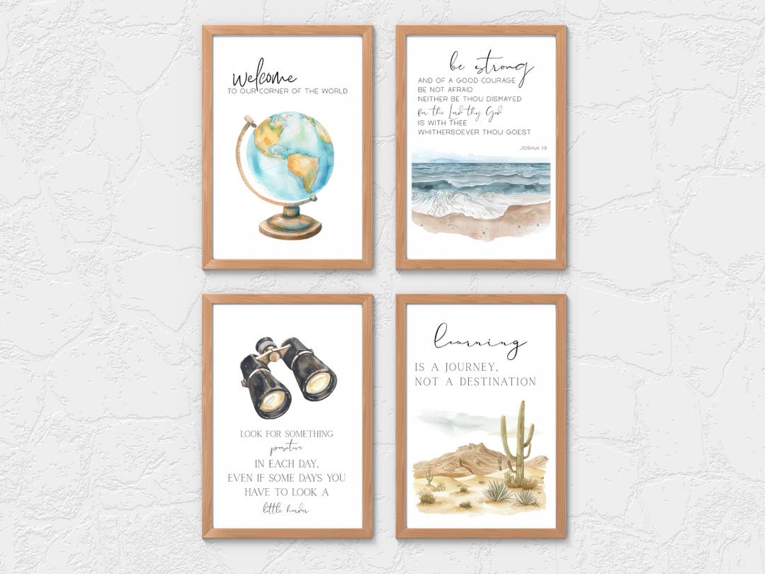 Set of 4 Motivational Posters|bible Verse|classroom Decor|watercolor ...