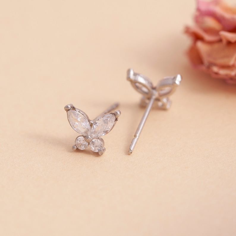 Gold Butterfly Stud Earrings Stackable Butterfly Earrings - Etsy