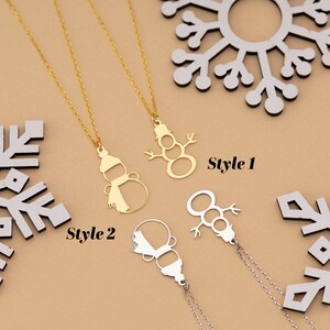 Cute Xmas Gold Snowman Necklaces, Minimalist Snowman Pendants, Winter ...