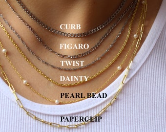 18K Gold Chain Necklace, Vine Chain, Twist Chain, Gift for Her, Figaro ...