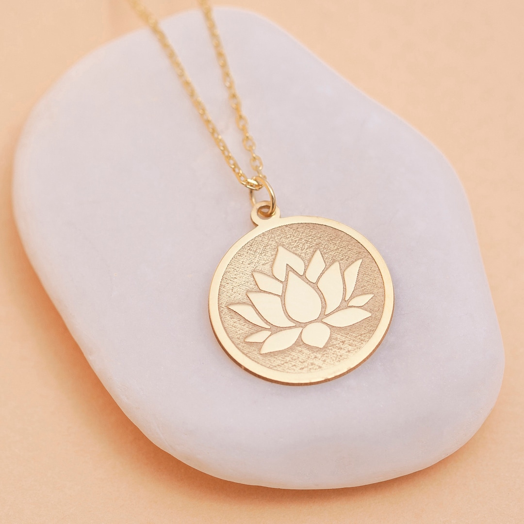 Gold Lotus Flower Necklace, Yoga Jewelry for Women, Dainty Meditation ...