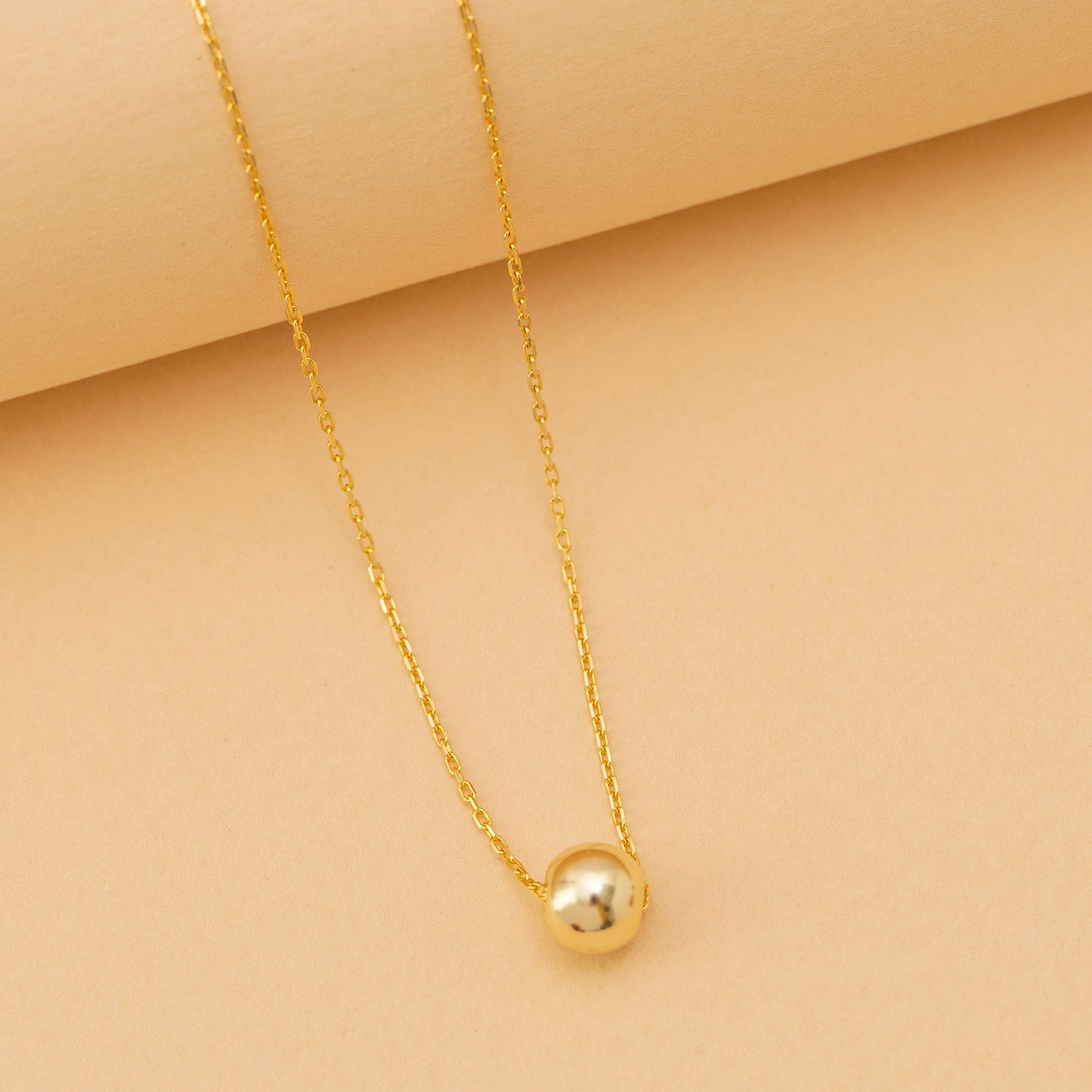 14K Gold Ball Chain Necklace, Dainty Ball Necklace, Gold Ball Jewelry ...