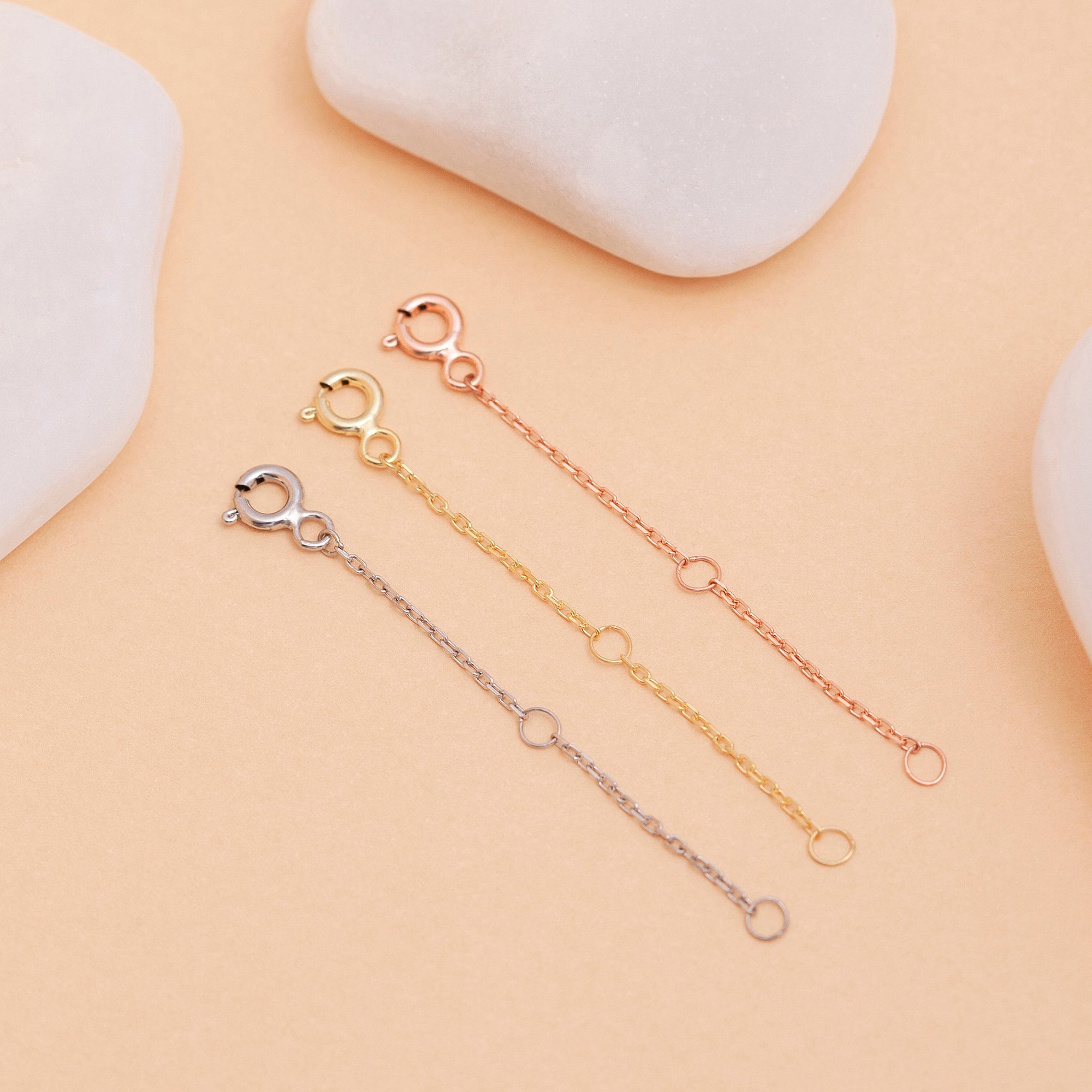 14K Solid Gold Adjustable Extender Chain, Necklace and Bracelet ...