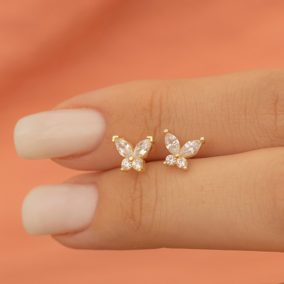 Gold Butterfly Stud Earrings, Stackable Butterfly Earrings, Gorgeous ...