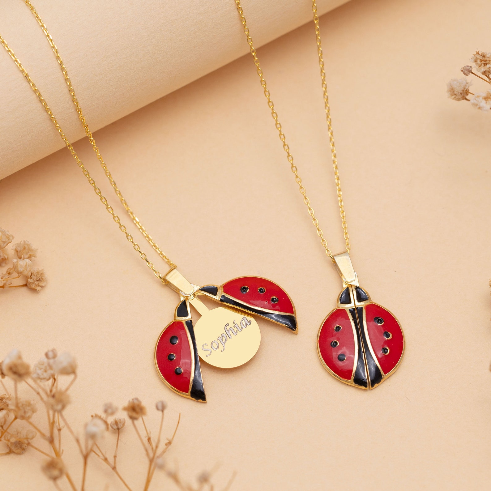 Miraculous Personalized Ladybug Jewelry, Gold Custom Ladybug Necklace ...