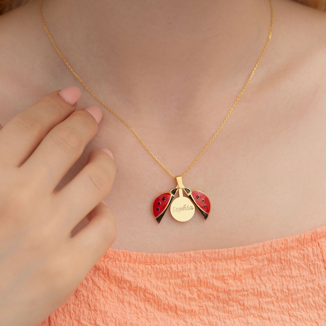 Miraculous Personalized Ladybug Jewelry, Gold Custom Ladybug Necklace ...