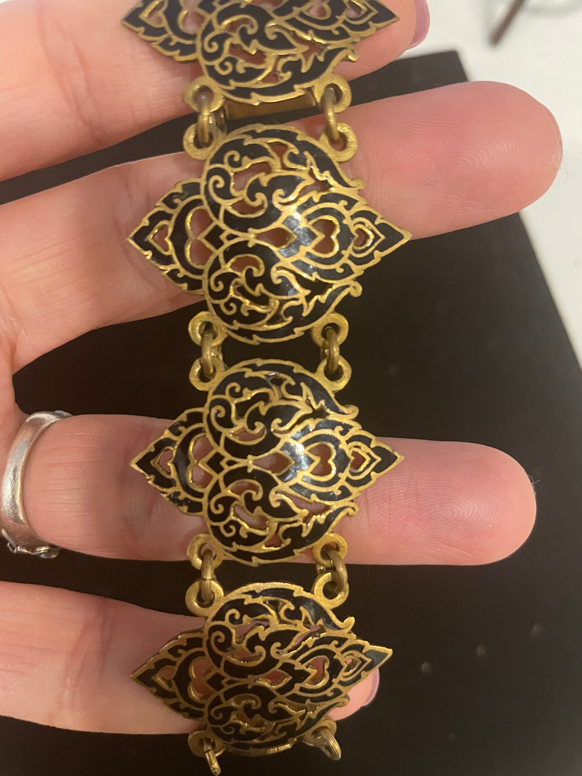 Stunning Bracelet Made in Siam. Made Before 1939. Gold and Black Links ...
