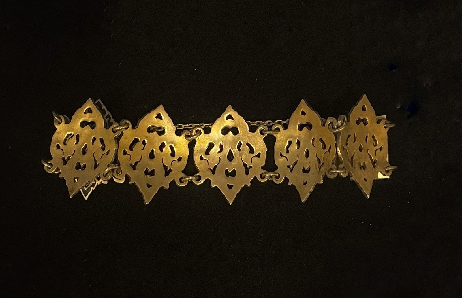 Stunning Bracelet Made in Siam. Made Before 1939. Gold and Black Links ...
