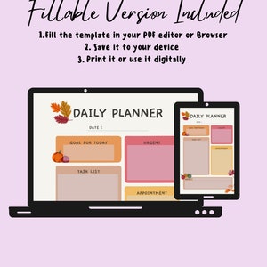 Fall Pastel Daily Planner Printable, Daily to Do List, Productivity ...