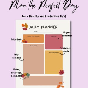 Fall Pastel Daily Planner Printable, Daily to Do List, Productivity ...
