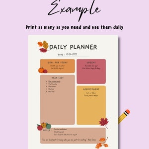 Fall Pastel Daily Planner Printable, Daily to Do List, Productivity ...