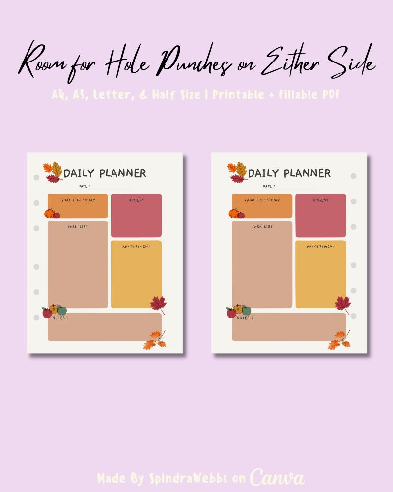 Fall Pastel Daily Planner Printable, Daily to Do List, Productivity ...