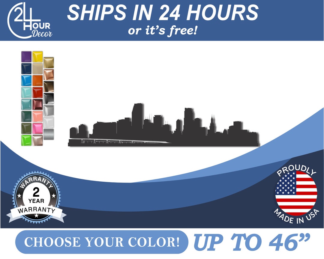 Custom Metal Miami Skyline | 22 Color Options - Etsy