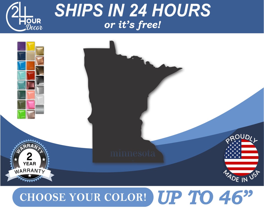 Metal Minnesota Wall Art - Custom Metal US State Sign - 22 Color ...