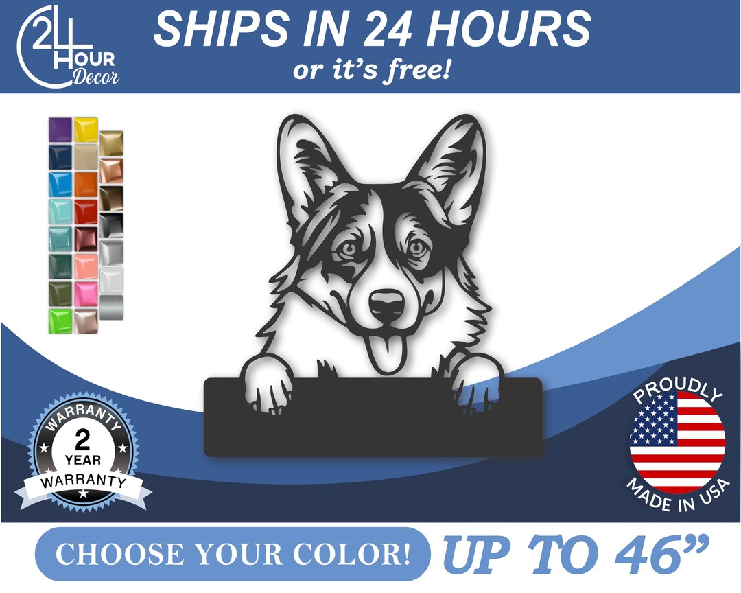 Custom Metal Pembroke Welsh Corgi Sign | Metal Dog Breed Name Sign | 22 ...