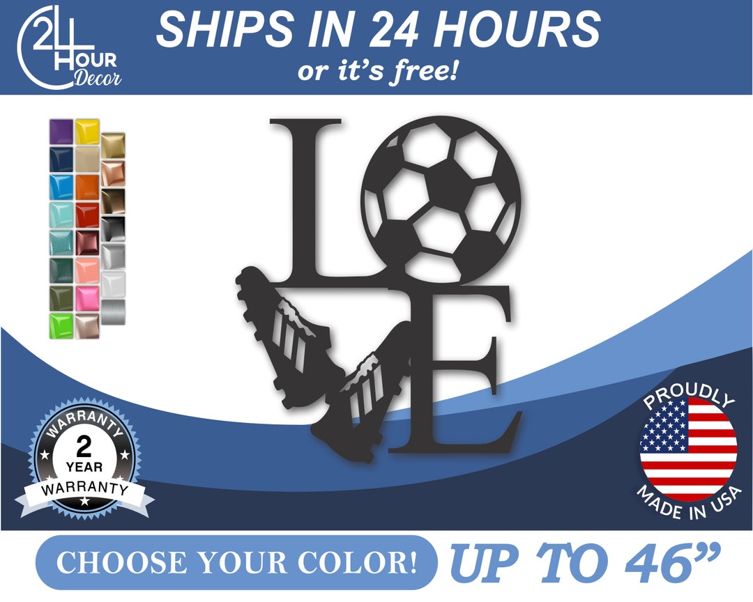 Metal Soccer Love Wall Art - Metal Sports Sign - 22 Color Options - Etsy